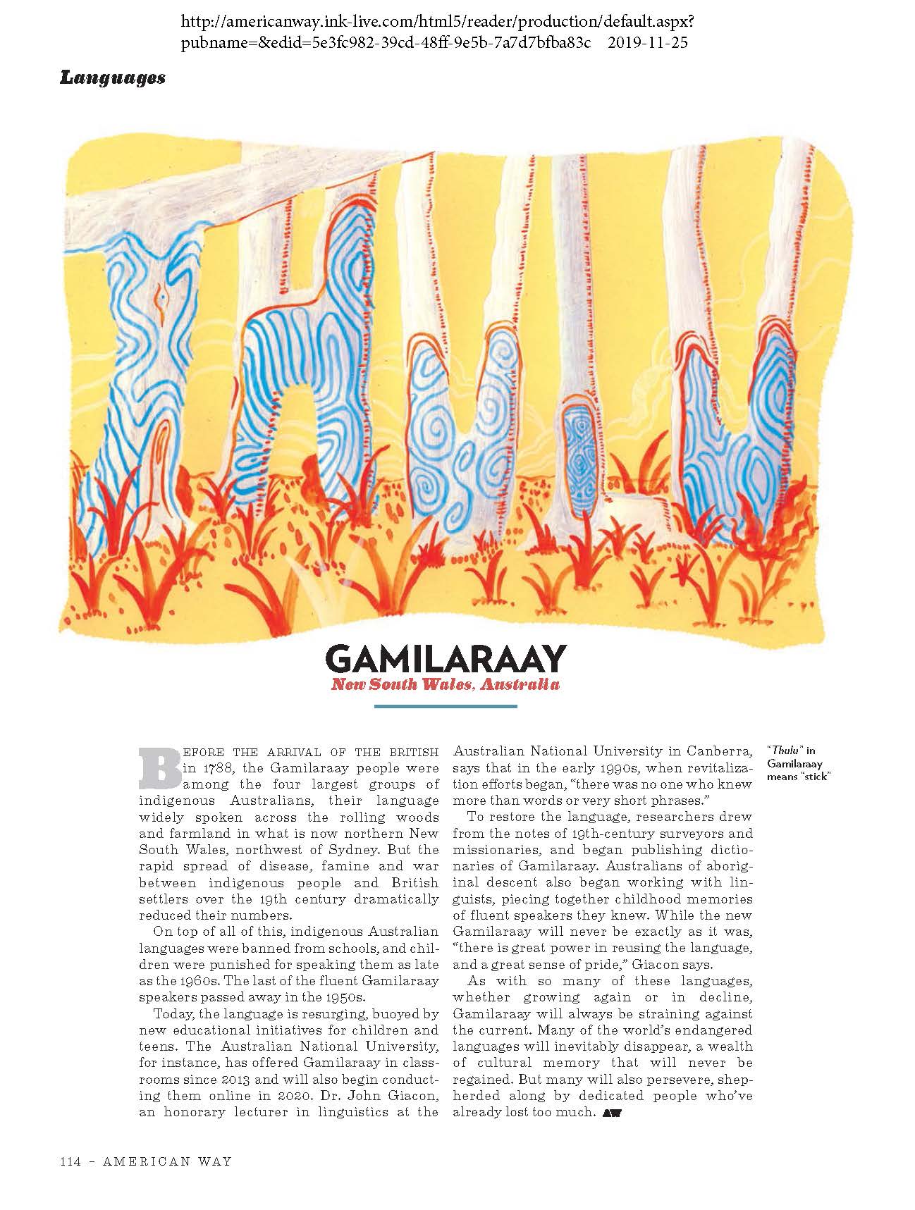 American Way – Gamilaraay Yuwaalaraay Guladha
